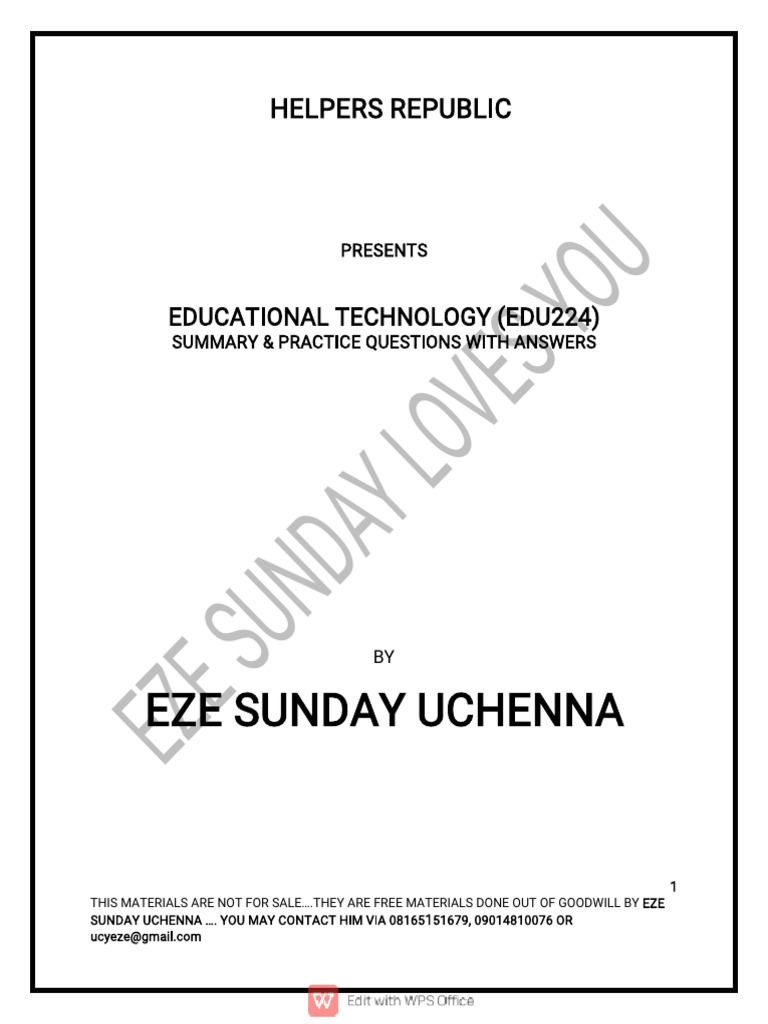 Edutech by Eze Sunday P&Q | PDF | Communication | Educational Technology