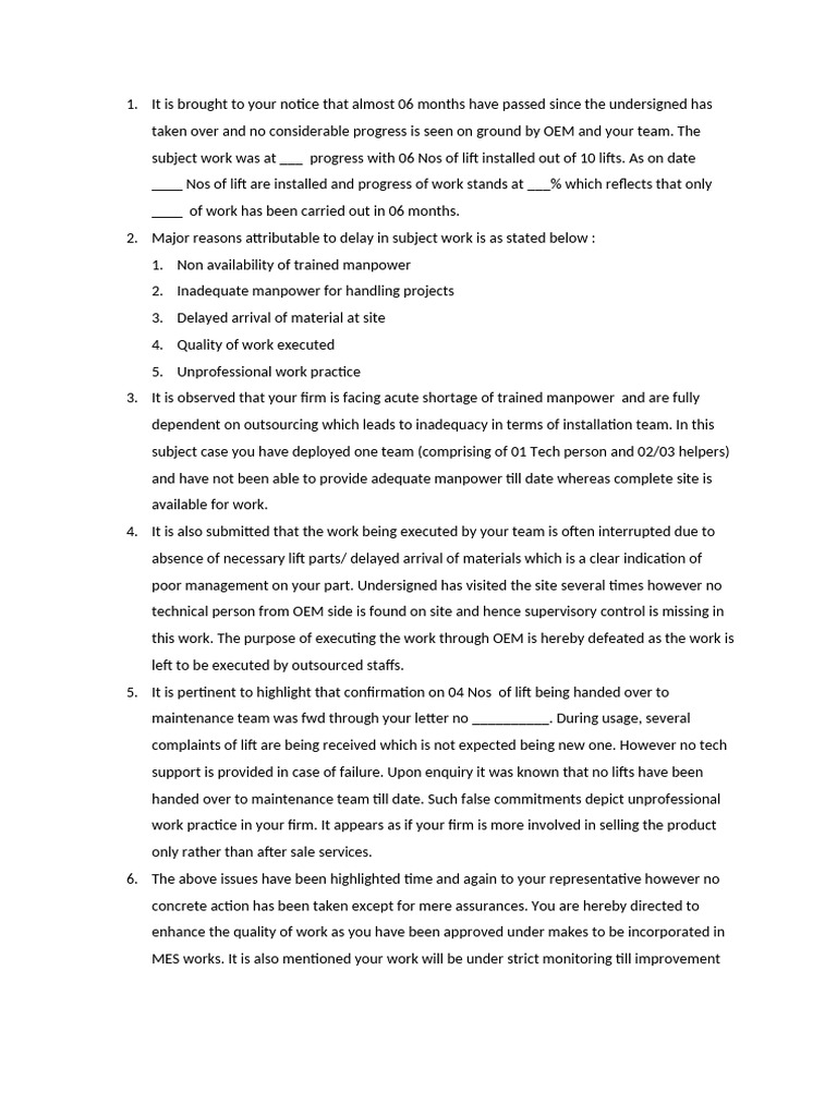It Is Brought To Your Notice That Almost 06 Months Have Passed Since The Undersigned Has Taken ...