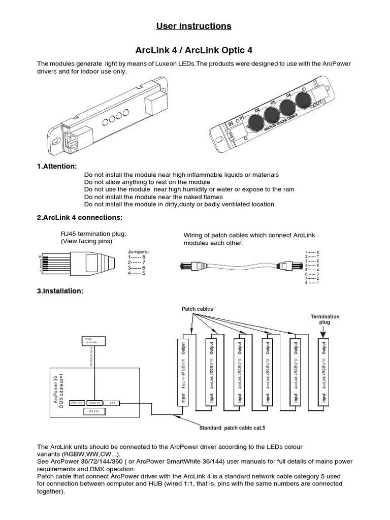 User Instructions Arclink 4 / Arclink Optic 4: 1.attention | PDF ...