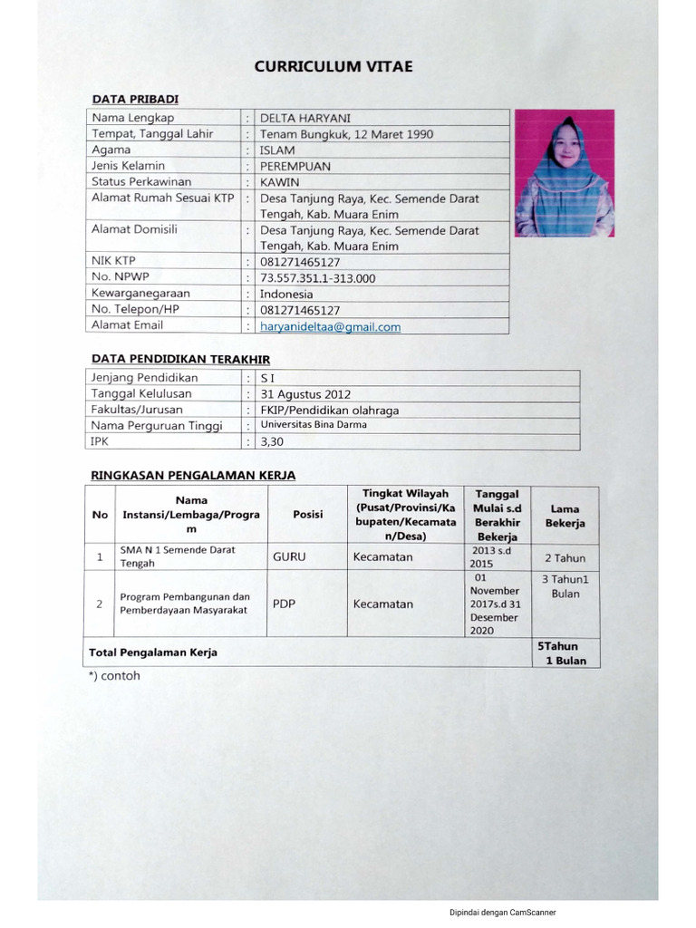CV - Delta Hariani | PDF
