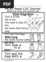 CVC Reading Comprehension | PDF | Animals And Humans