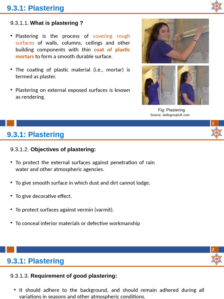 Plastering and Pointing Techniques | PDF | Plaster | Mortar (Masonry)