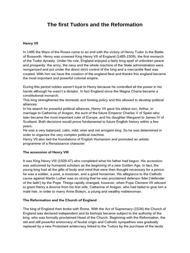 Tudors and the English Reformation | PDF | House Of Tudor | Anne Boleyn