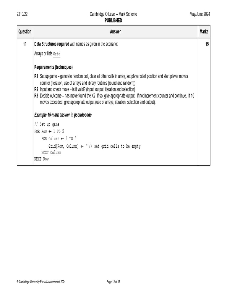 CS2210 May June 2024 Paper 2 Variant 2 Marking Scheme | PDF | Iteration | Theoretical Computer ...