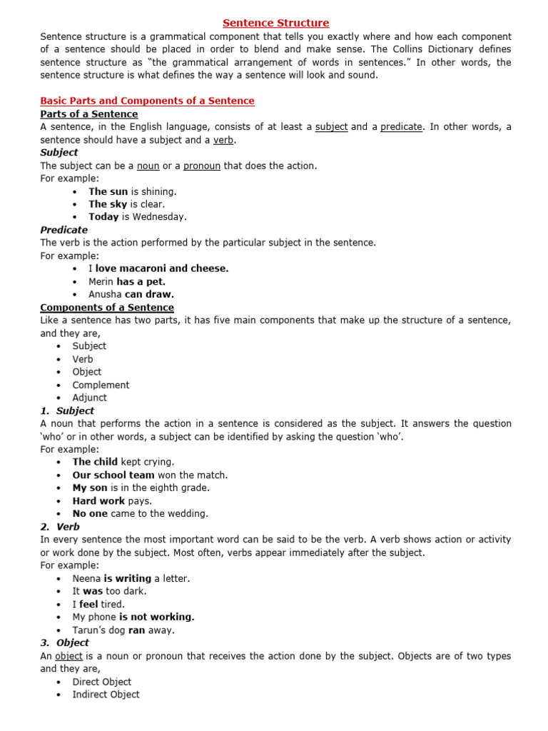 Understanding Sentence Structure Basics | PDF | Subject (Grammar) | Idiom