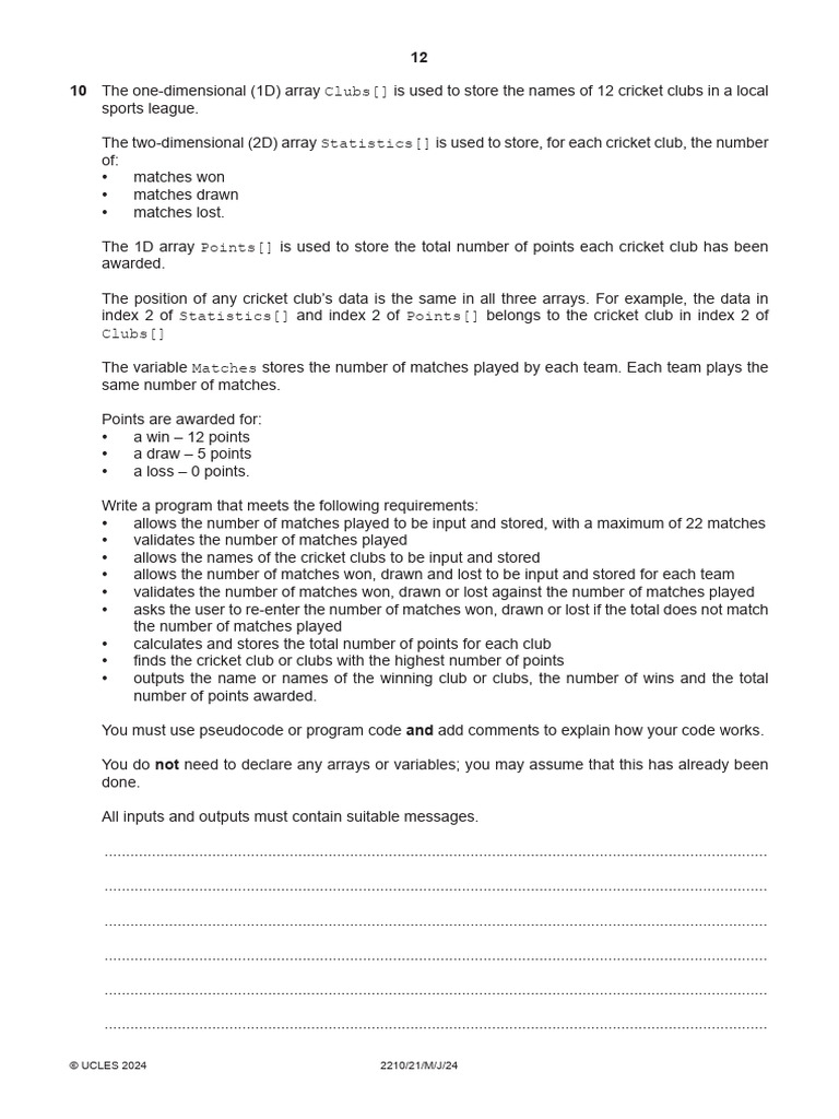 CS2210 May June 2024 Paper 2 Variant 1-Question | PDF | Computer Programming | Computing