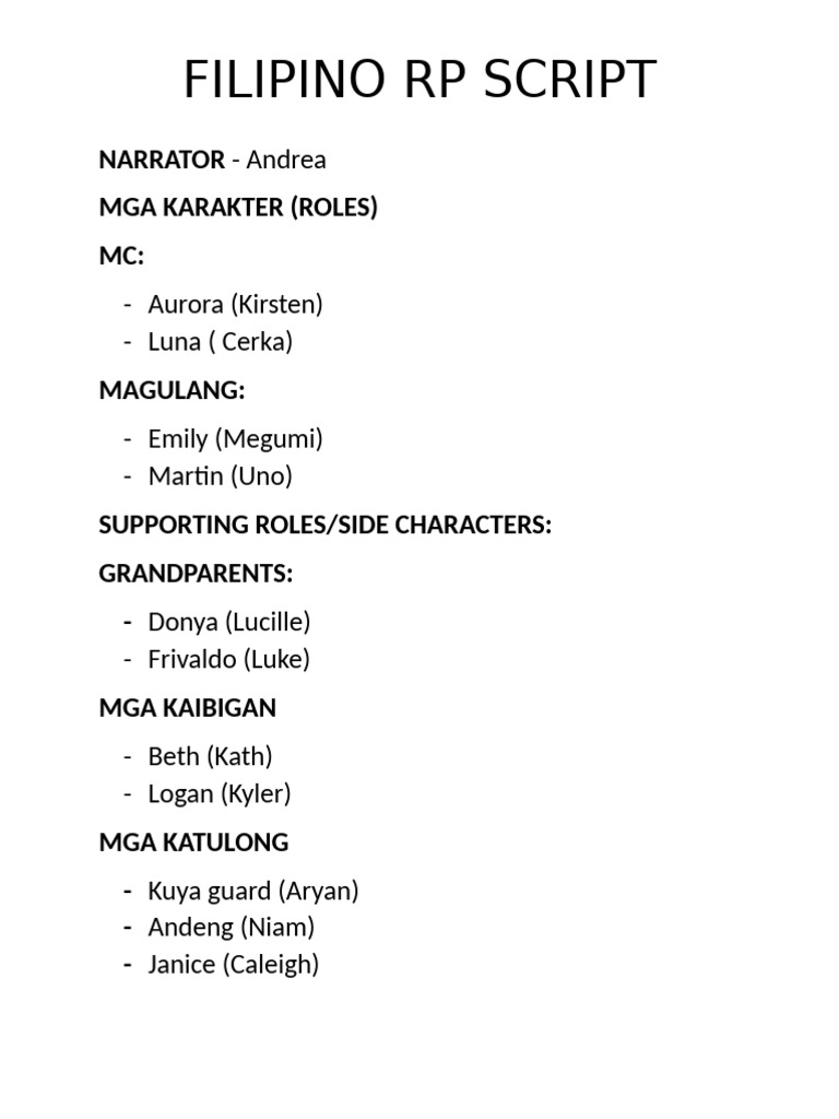 Filipino RP Script Unfinished | PDF