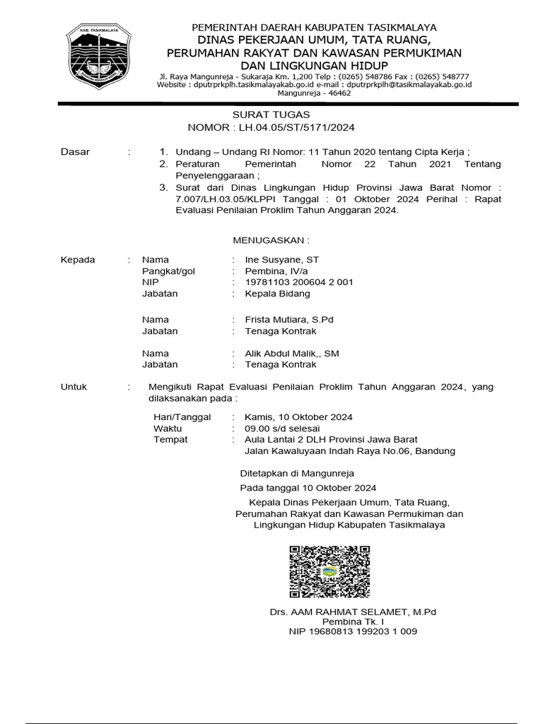 ST Rapat Proklim DLH Prov | PDF