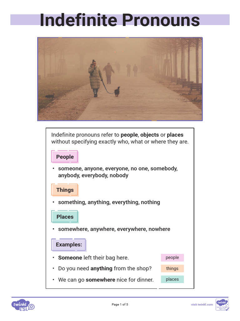 Unit 7 - Indefinite-Pronouns | PDF | English As A Second Or Foreign ...