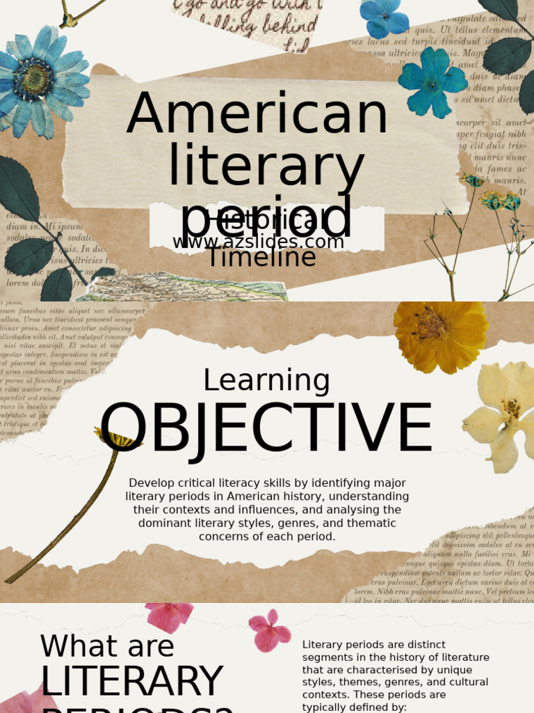 American Literary Periods Historical Timeline Presentation | PDF | Romanticism | Realism (Arts)