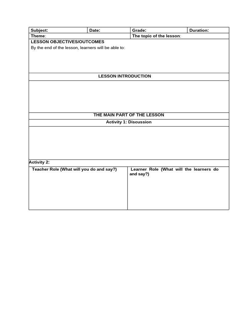 Grade 1 to 3 Lesson Template | PDF | Educational Assessment | Learning