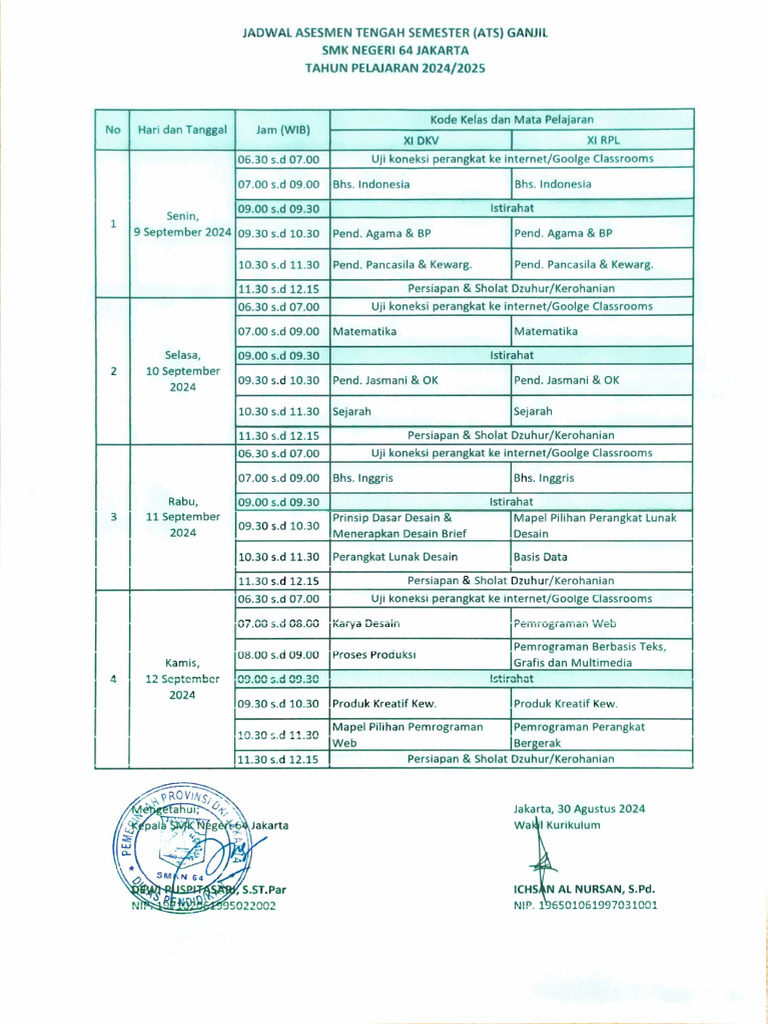 Jadwal Ats Kelas Xi | PDF