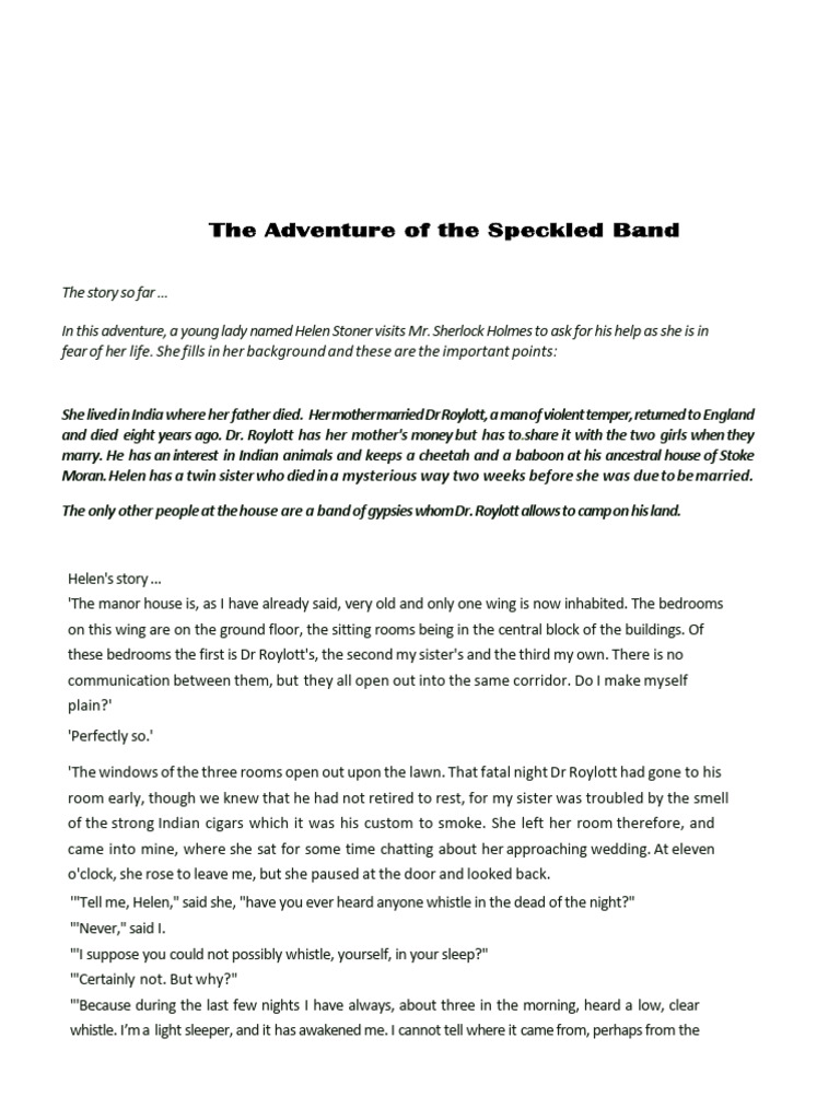 The Adventure of The Speckled Band | PDF | The Adventure Of The ...