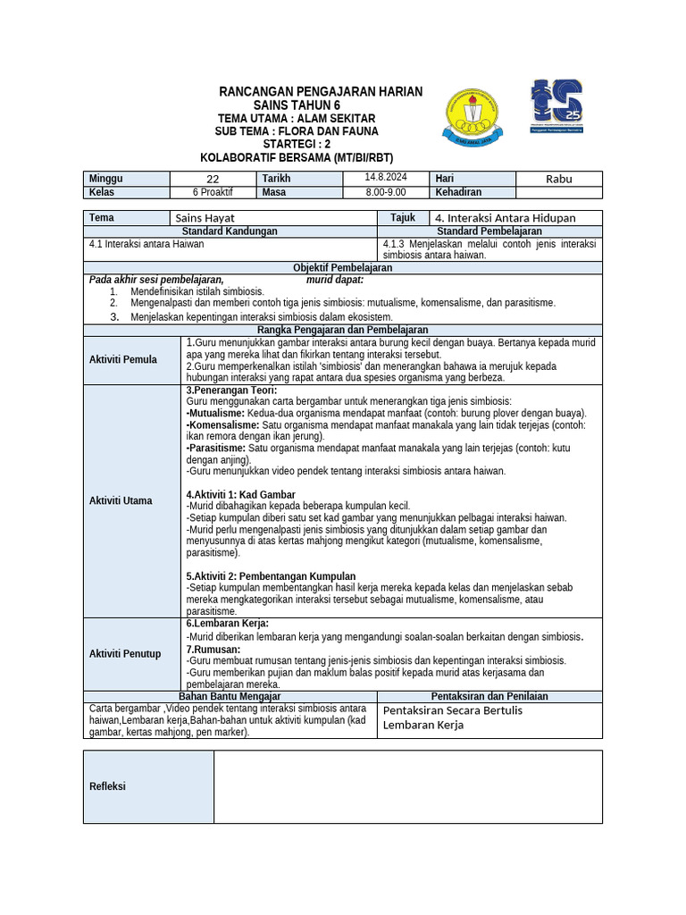 RPH Bertema Sains Tahun 6 | PDF