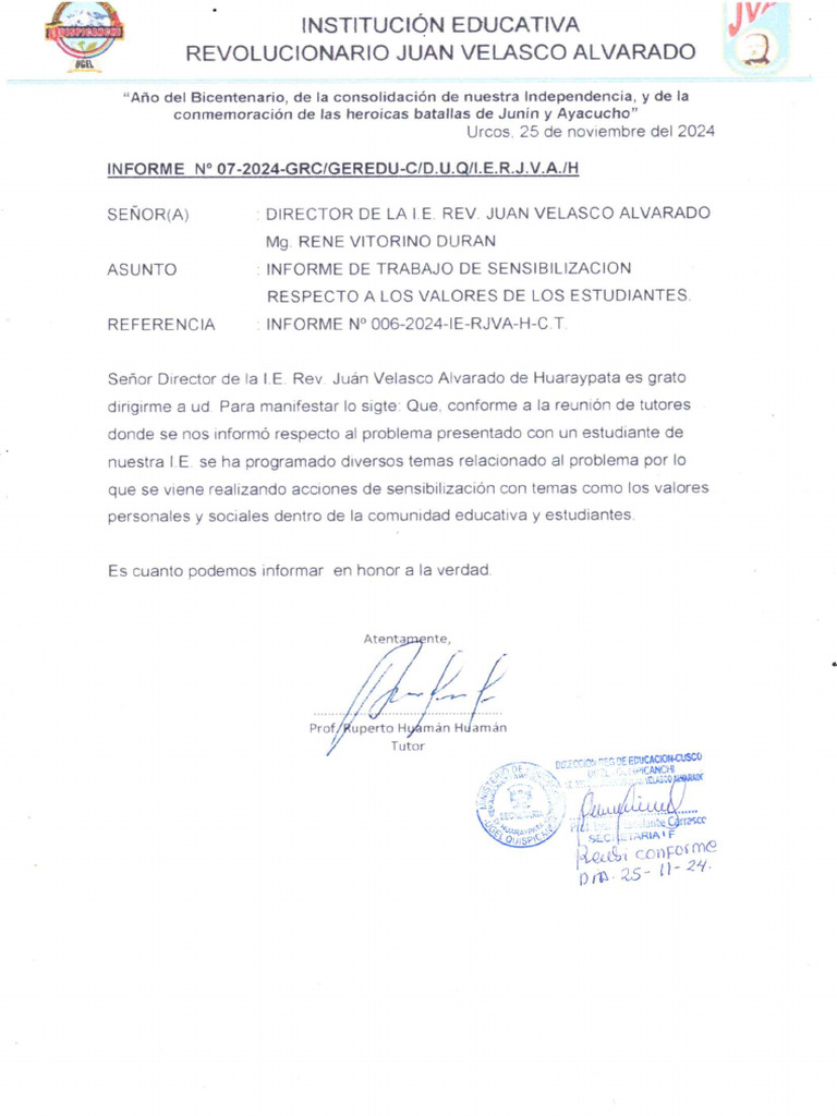 Informe de Acciones de Tutoria | PDF