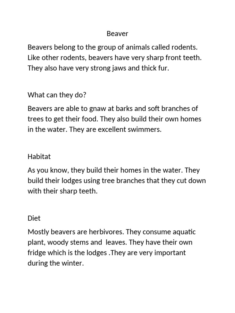 Beaver Information Text | PDF