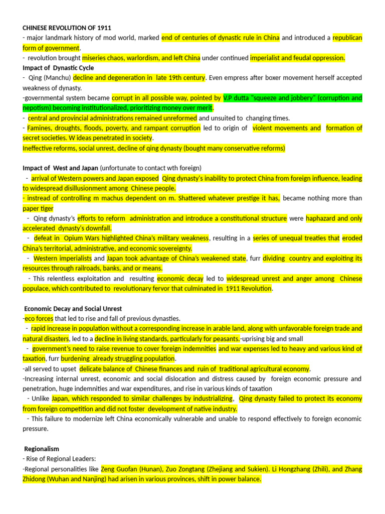 CHINESE REVOLUTION OF 1911-1 | PDF | Qing Dynasty | China