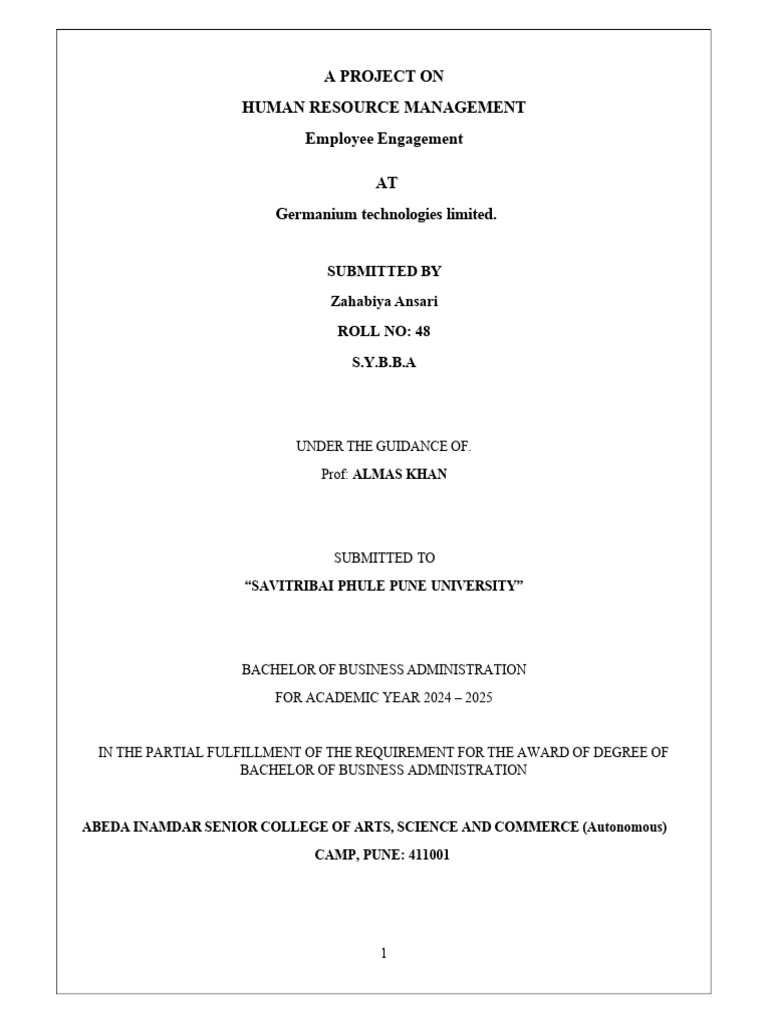 Human Resource Management Project | PDF | Employee Retention | Employment