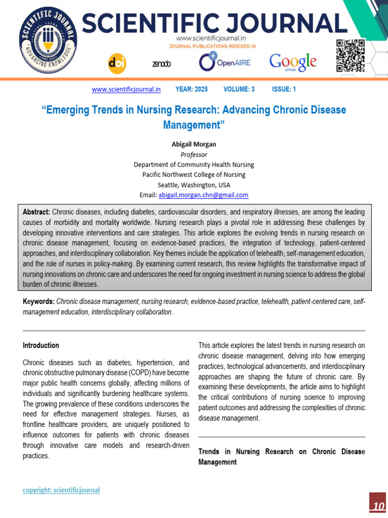 Emerging Trends in Nursing Research: Advancing Chronic Disease ...