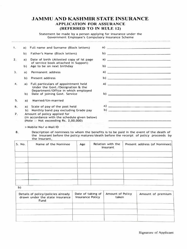 SLI Application Form Updated | PDF | Insurance