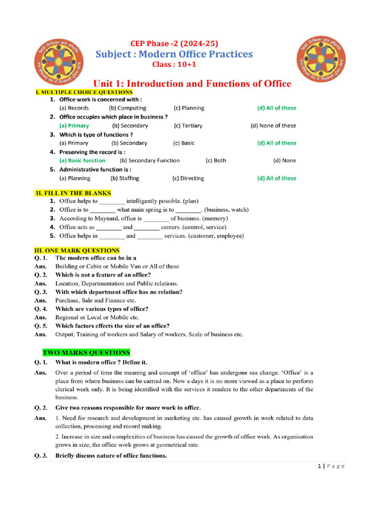 11th Modern Office Practices LEP | PDF