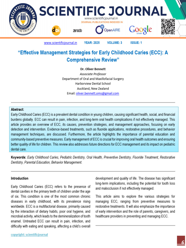Effective Management Strategies For Early Childhood Caries (ECC) : A ...
