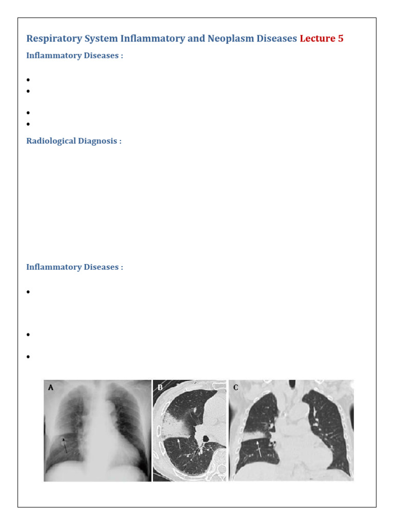 Respiratory System Inflammatory and Neoplasm Diseases 5-6 | PDF ...