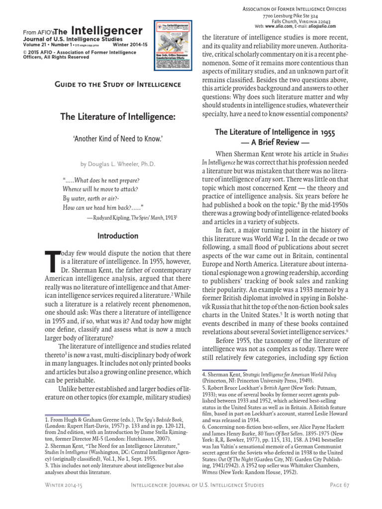Literature of Intelligence Studies Overview | PDF | Edward Snowden ...
