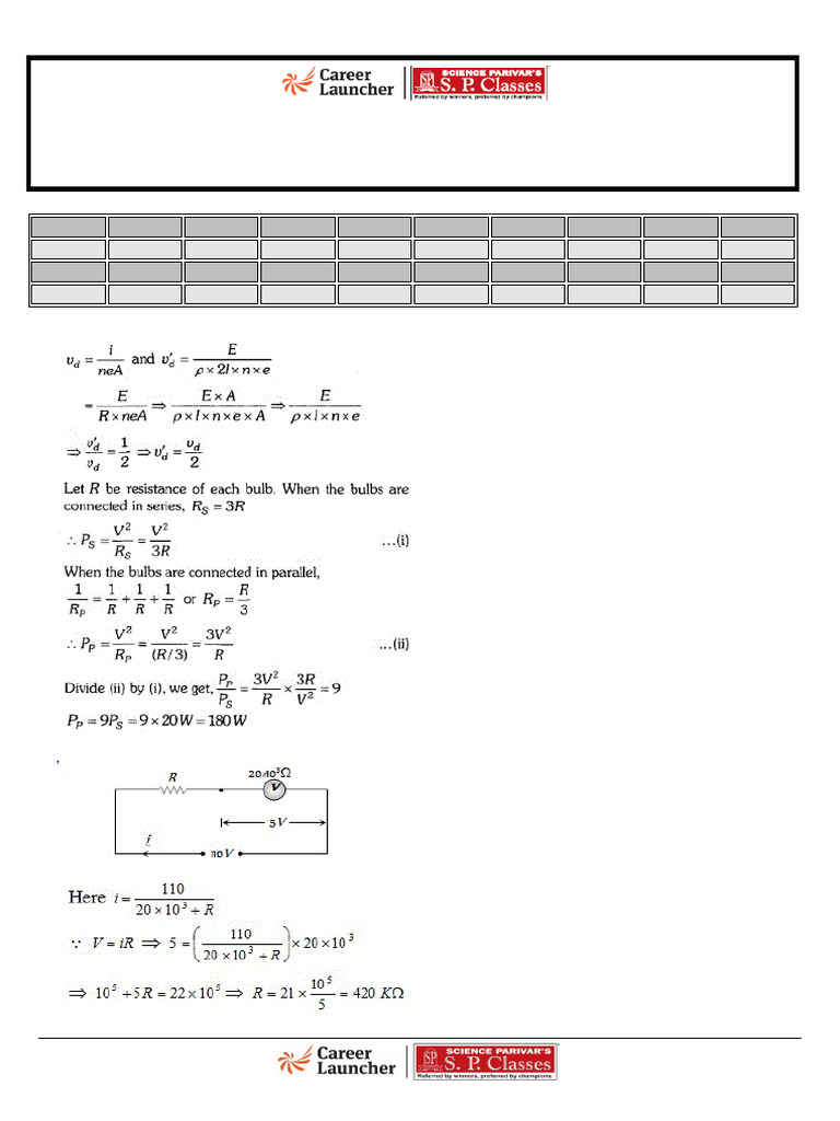 CLSP Current Electricity Phy 10-12-23 MCQAnsC 11 Thane 1 | PDF