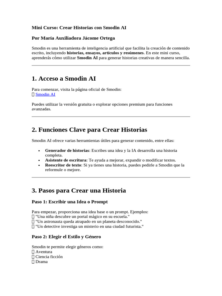 Mini Curso Crear Historias Con Smodin Ai | PDF | Inteligencia artificial | Inteligencia (IA) y ...