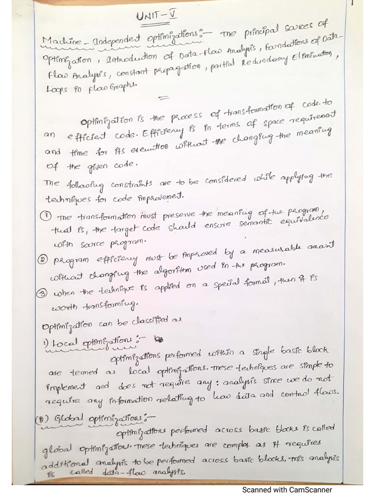 Compiler Design Unit5 Notes | PDF