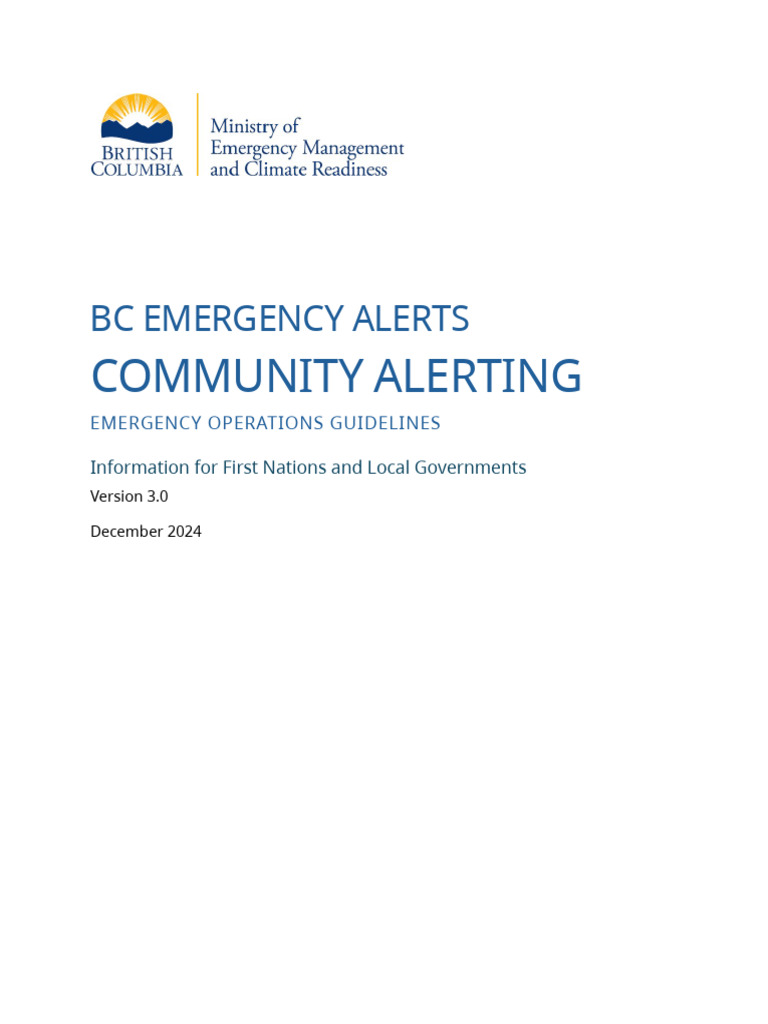 BC Emergency Alert Guidelines 2024 | PDF | Hazards