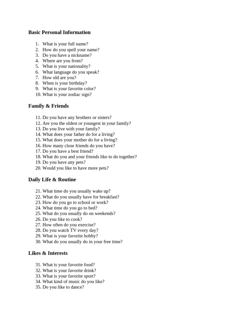 Basic Personal Information | PDF