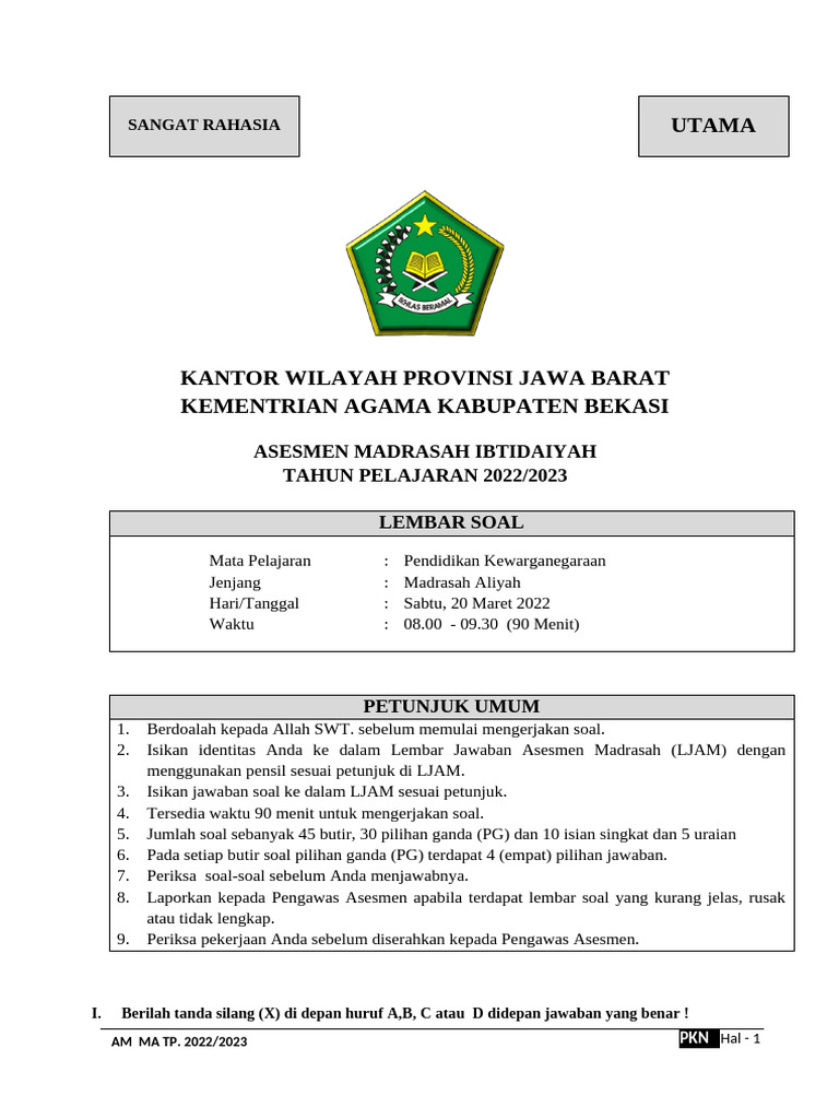 Soal Am PKN | PDF