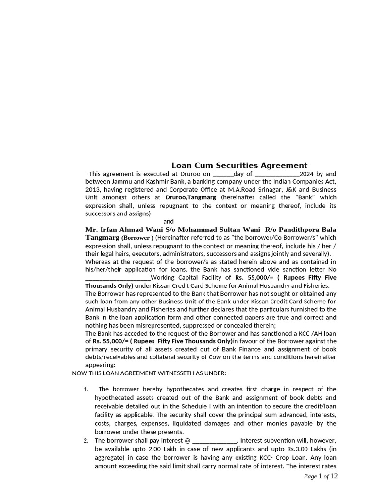 KCC AH bilal | PDF | Banks | Interest