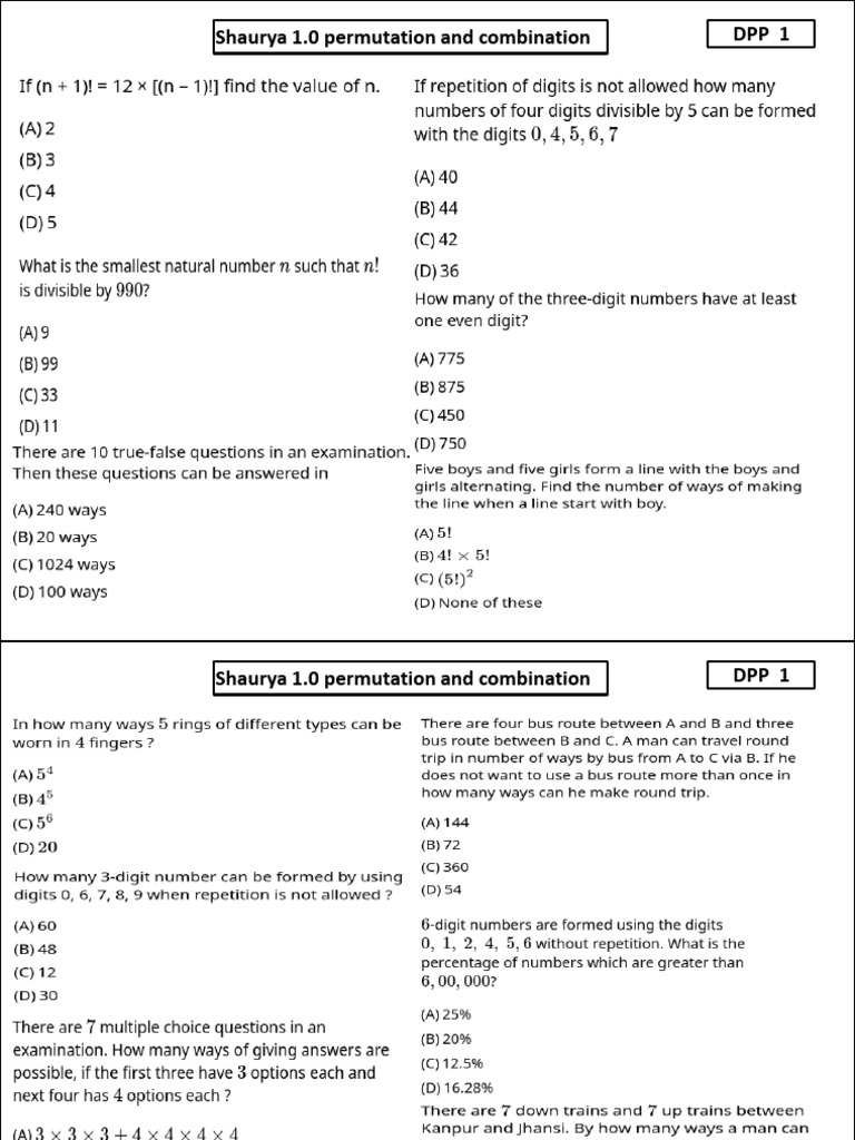 Permutation & Combination DPP | PDF