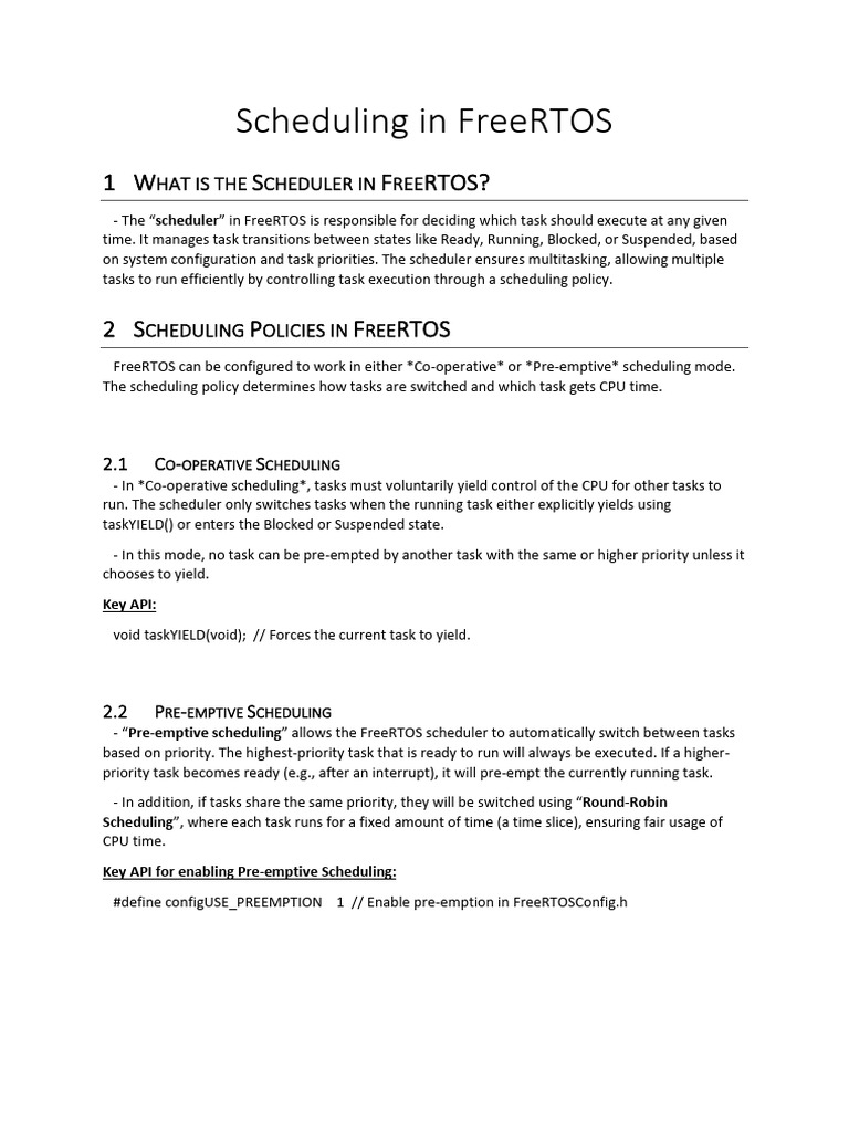 Scheduling in FreeRTOS - Pre-Emptive Vs Co-Operative | PDF | Scheduling (Computing) | Computer ...
