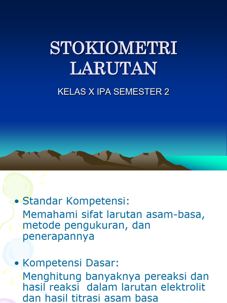 Stoikiometri Larutan Kelas X IPA | PDF