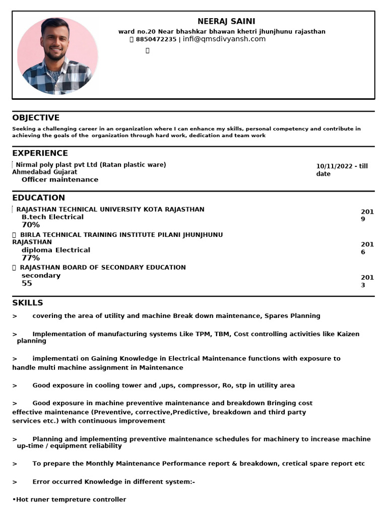 Update Resume - 03 - 02 - 2025 - 06 - 19 - 57 - PM | PDF | Mechanical ...