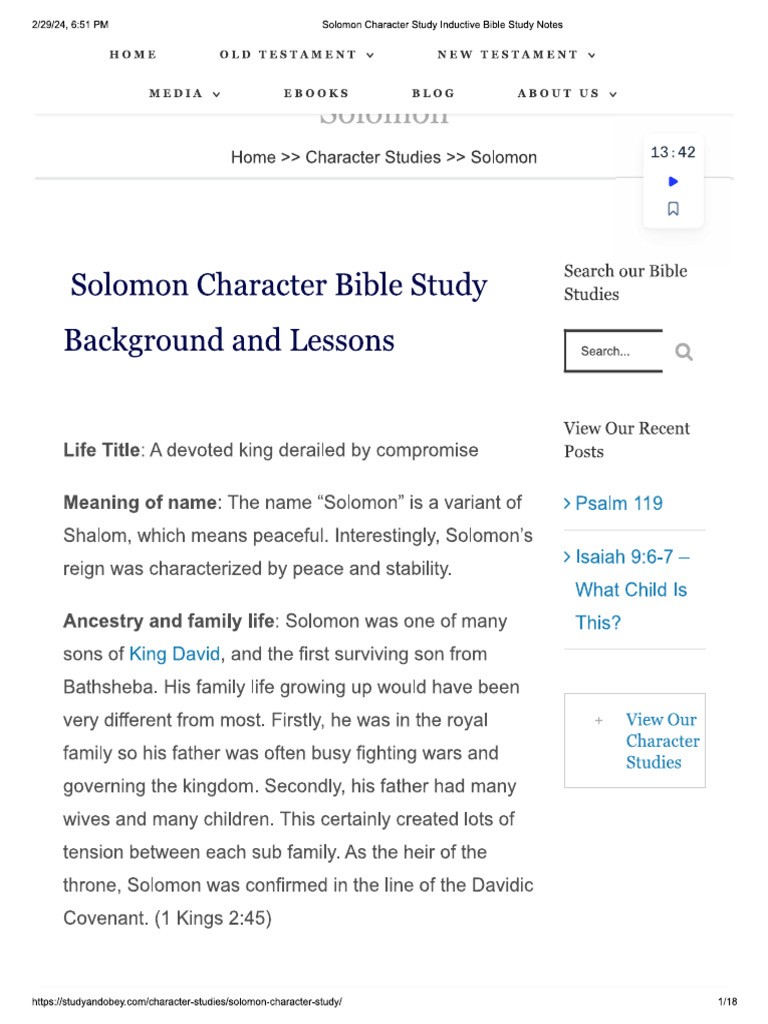 Solomon Study | PDF