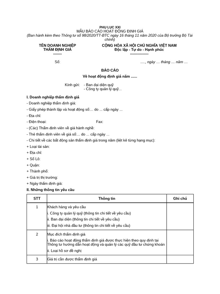 Mau Bao Cao Dinh Gia | PDF