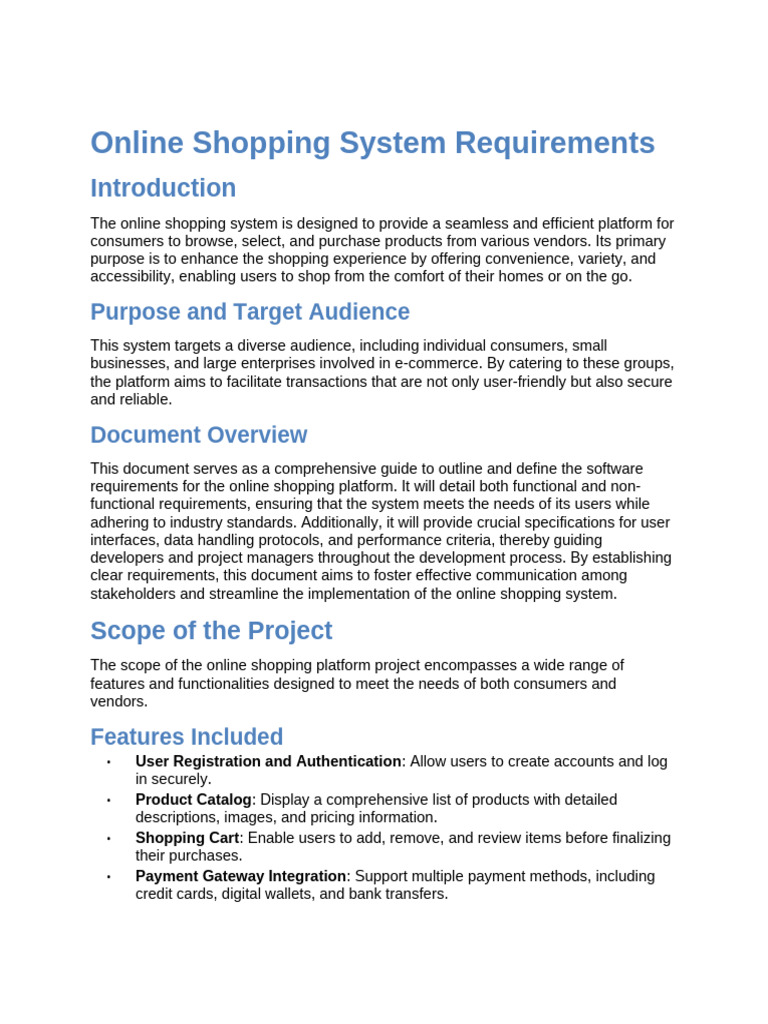 Online Shopping System Requirements Guide | PDF | Software Testing ...