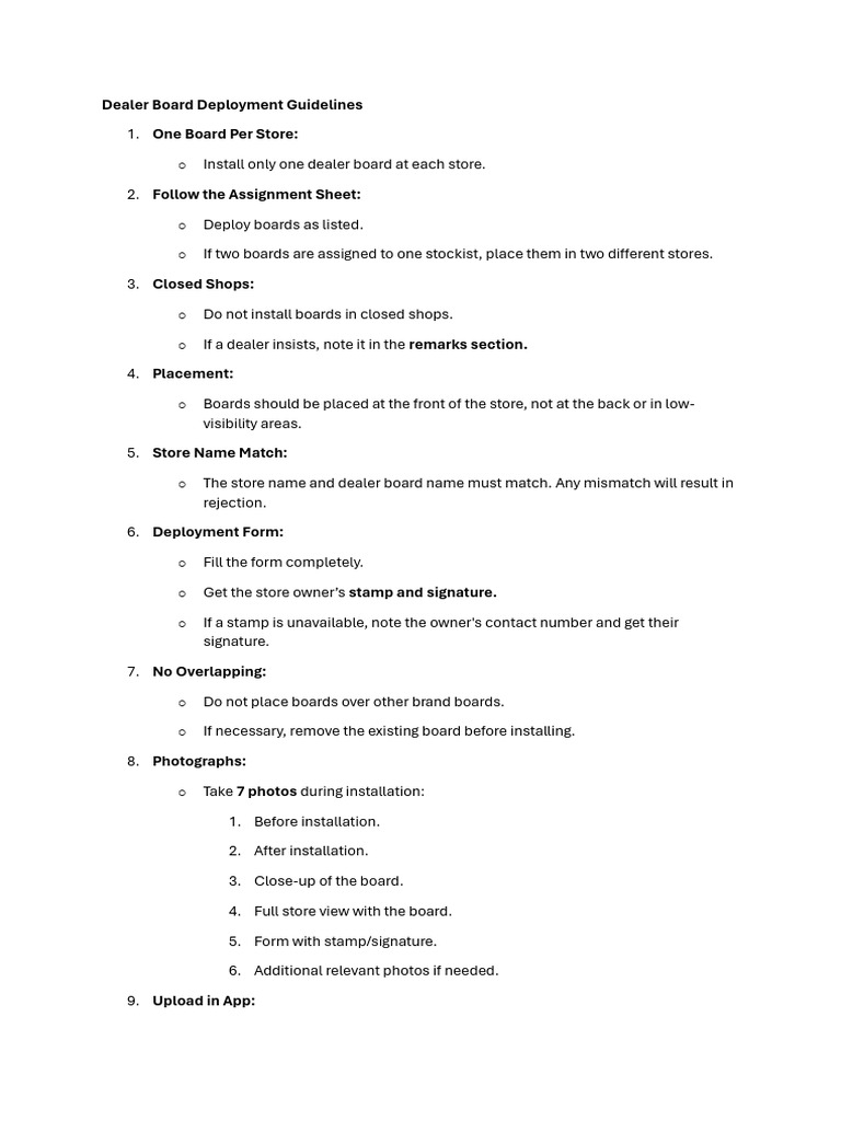 Dealer Board - SOP | PDF