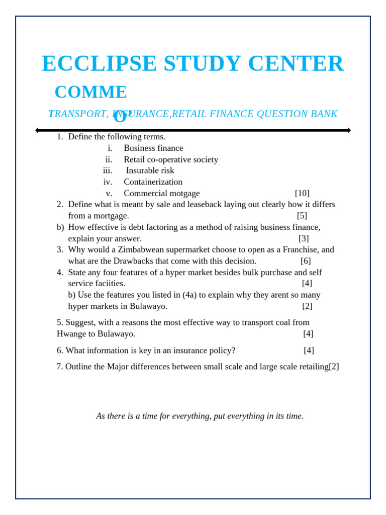 Commerce QUESTION BANK 1 | PDF