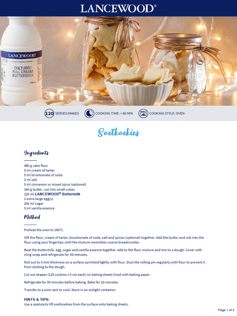 Traditional Soetkoekies Recipe Guide | PDF