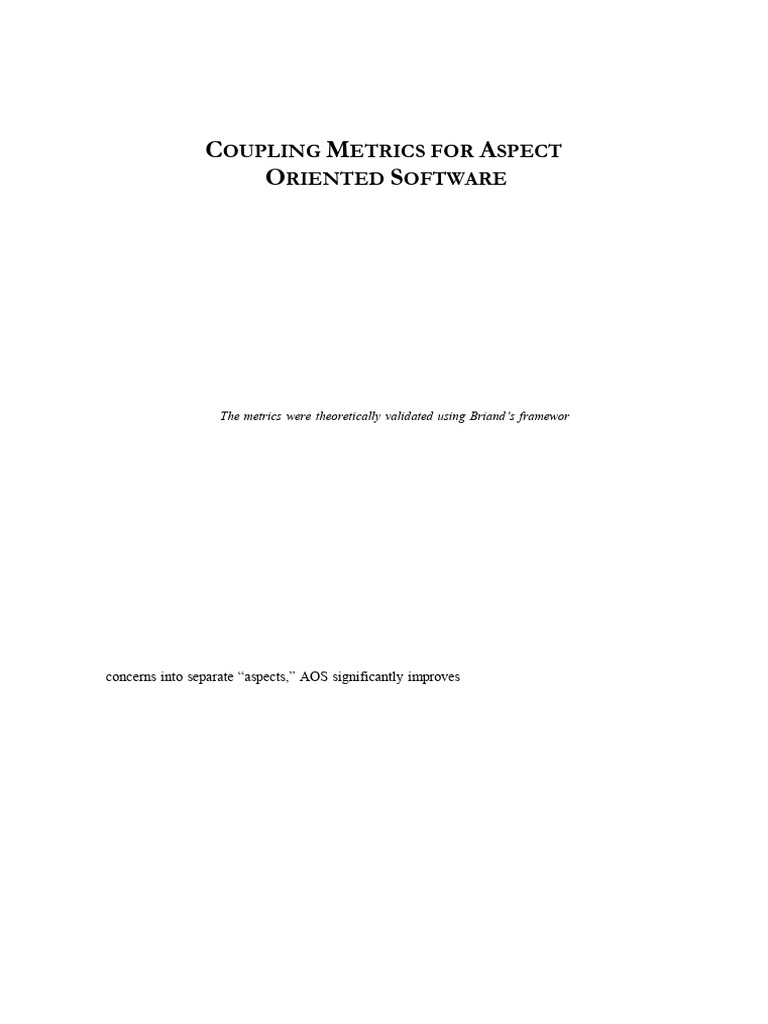 Coupling Metrics For Aspect Oriented Software Pdf Class Computer