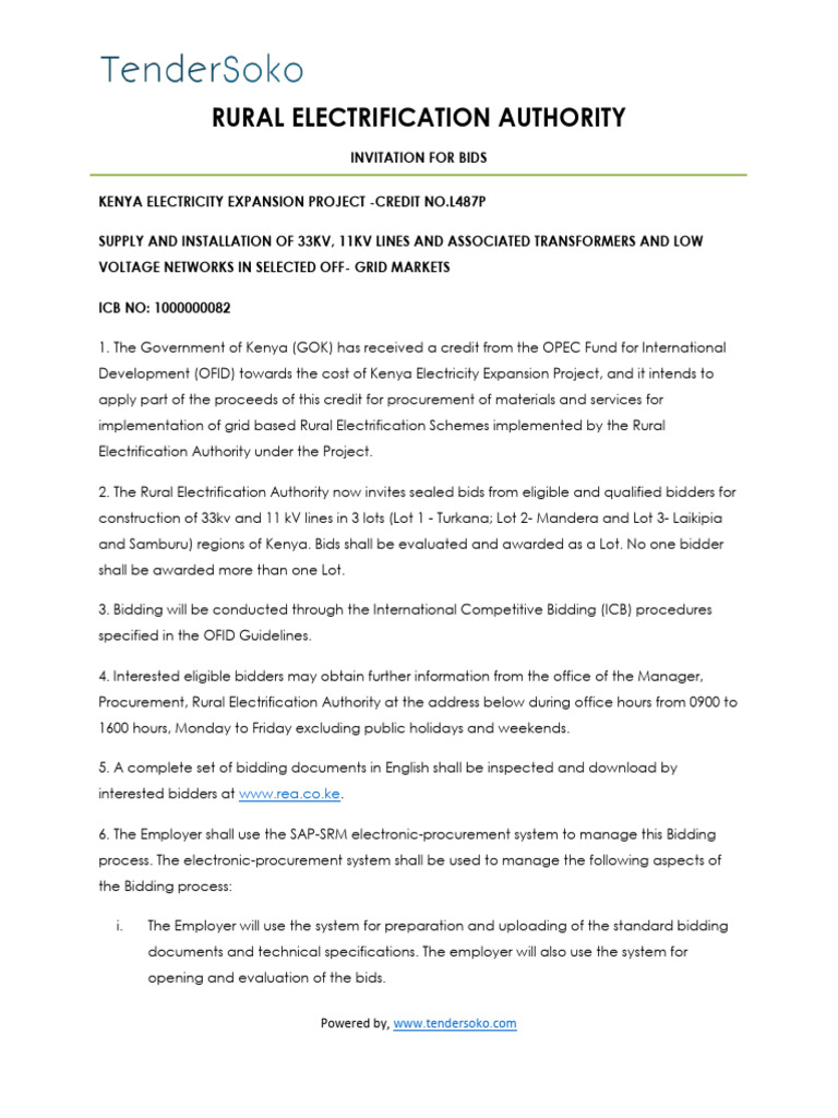 Supply and Installation of 33KV 11KV Lines and Associated Transformers ...