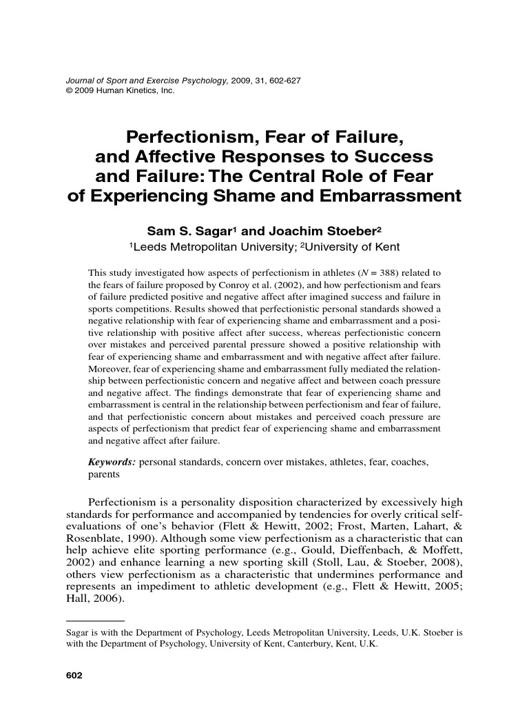 P - Perfectionism, Fear of Failure, And Affective Responses to Succes ...