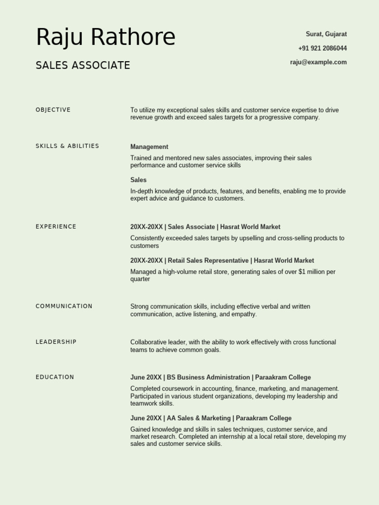 Sales Associate Resume of Raju Rathore | PDF