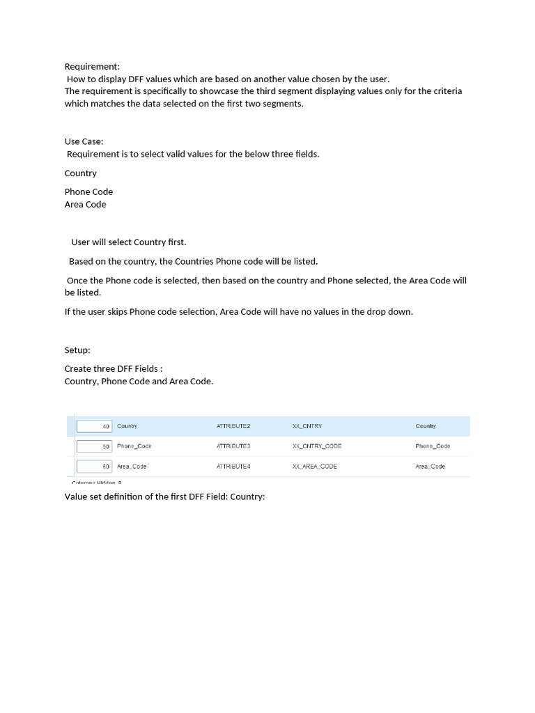 Dependent Dff Segment Setups Pdf